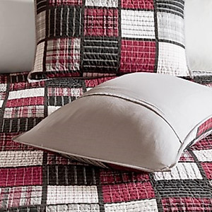 Woolrich Reversible Quilt Cabin Lifestyle Design - All Season, Breathable Coverlet Bedspread Bedding Set, Matching Shams, Oversized King/Cal King, Tulsa Plaid Red/Grey 3 Piece