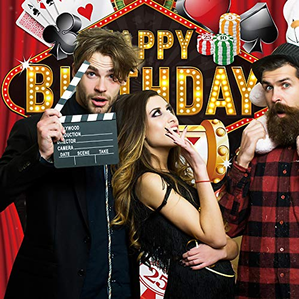 Casino Theme Birthday Party Decorations Casino Door Cover Las Vegas Casino Birthday Party Decorations Casino Night Photograph Casino Las Vegas Party Decoration Supplies, 6 x 3 Feet