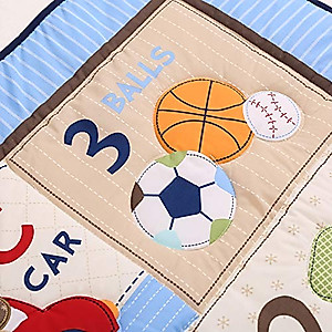 2 PCs Embroidery Car Sports Dinosaur Rocket Nursery Crib Bedding Set Quilt Fitted Sheet Blue Baby Boy Cot Bedding Set