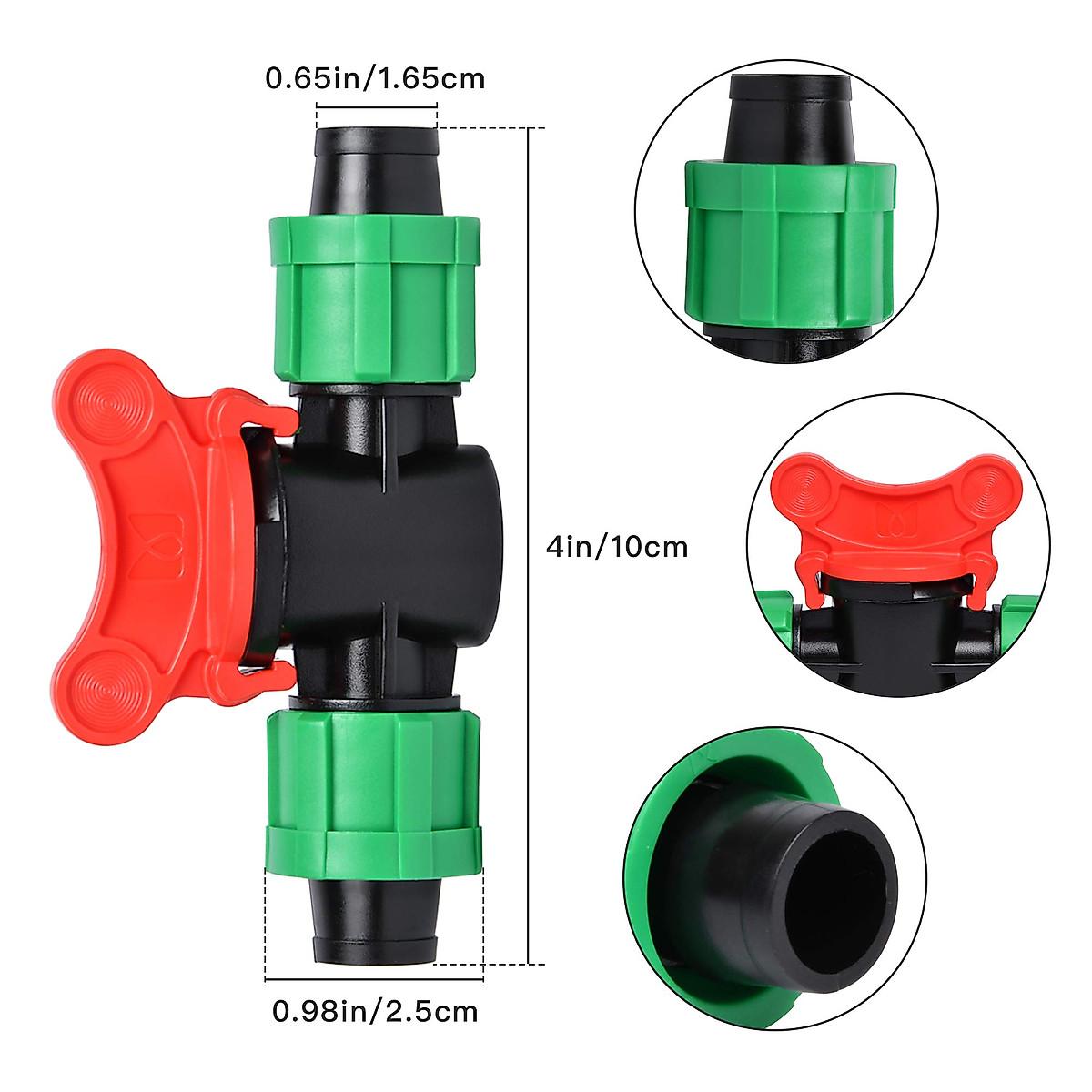 Supkiir 6 Pieces Drip Irrigation Shut-Off Valve 1/2 Inch Universal Drip Irrigation Tubing Coupling Valve