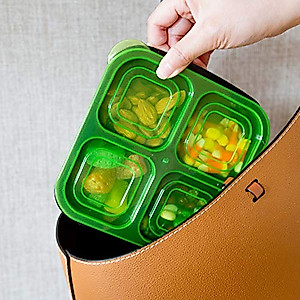 Youngever 8 Pack 4-Compartment Reusable Snack Box Food Containers, Bento Lunch Box, Meal Prep Containers, Divided Food Storage Containers, in 8 Assorted Color