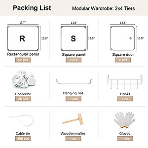 YOZO Cube Storage Organzier Portable Wardrobe Closet Bedroom Dresser (28x18x56 inches) Portable Closet Cube Shelf Armoire Pantry Cabinet, 8 Doors, White
