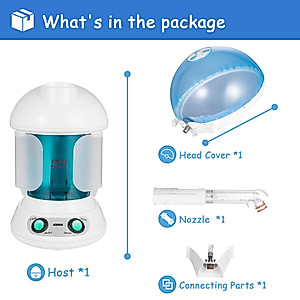 KIEKRO 2 in 1 Hair and Facial Steamer, Hair Steamer, Face Steamer, Hair Humidifier, Hot Mist Moisturizing, Hydration System Sprayer, Personal Care Use, Home and Salon (Blue White)