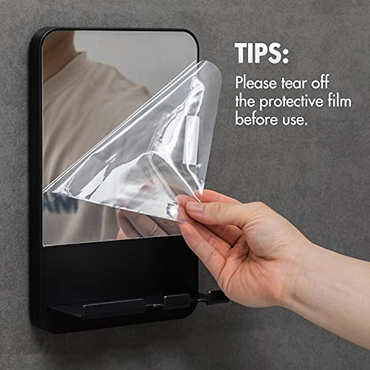 TAILI Shower Mirror Fogless for Shaving with Razor Holder, No Fog Mirror for Shower Suction, Rust-Proof & Removable Bathroom Mirror for Men and Women, Shower Makeup Shave Mirror,Black