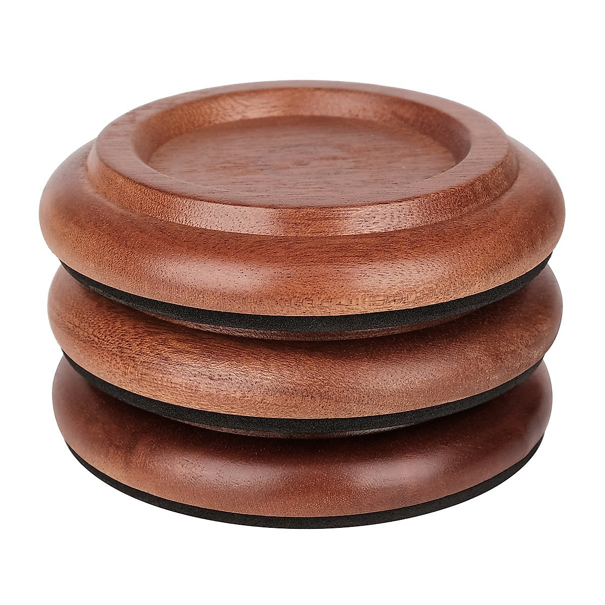 Eison Grand Piano Caster Cups, Solid Sapeliwood Piano Caster with Non-Slip & Anti-Noise Foam Floor Protectors for Hardwood Floor, Set of 3