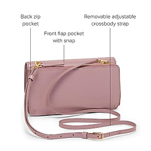 TUMI - Belden Crossbody Wallet Bag - Multipurpose Leather Travel Wallet - With Pockets & Card Holder - 4.5" x 8.0" x 1.3" - Pearl Pink