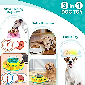 KADTC Puzzle Toys for Dog Boredom and Mentally Stimulating Slow Food Treat Feeder Button Dispenser Keep Busy Pet Bowl Puppy Brain Mental Stimulation Toy Level 2 1 Small/Medium/Large Interactive Game