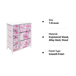Sorbus Dresser Organizer,for Kids - Boys & Girls Bedroom Organization, Baby Dresser - Clothing Organizer, Storage Drawers for Toys - Steel Frame, Wood Top, Fabric, (7-Drawer, Pastel Tie-dye Pink)