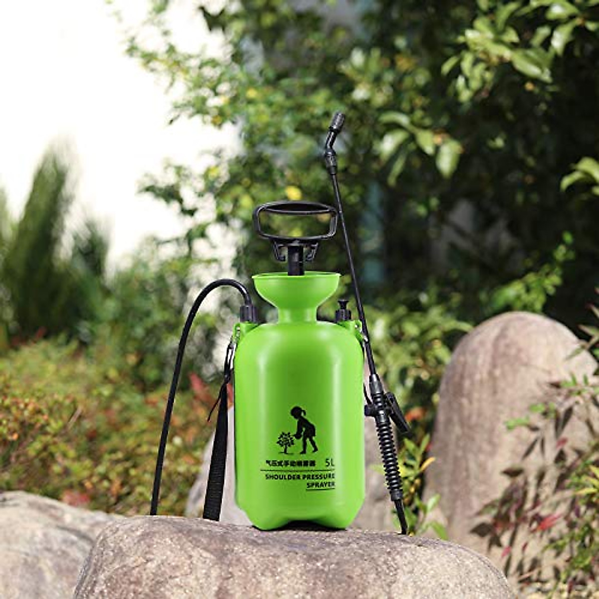 Lawn and Garden Portable Sprayer, 1.3 Gallon - Pump Pressure Sprayer Includes Shoulder Strap, 5L