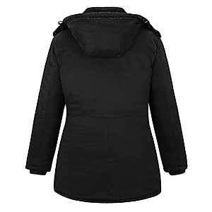 Soularge Women's Winter Plus Size Padded Fleece Parka Coat with Hood (Black, 2X)