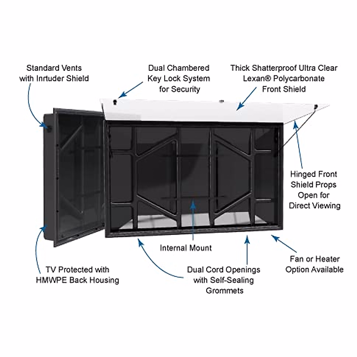 The TV Shield 52-55" Outdoor TV Enclosure, (2nd Generation), Fits 52-55" Television