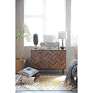 Creative Co-Op Cotton Embroidered Trim Pillow, 18" L x 18" W x 2" H, Blue