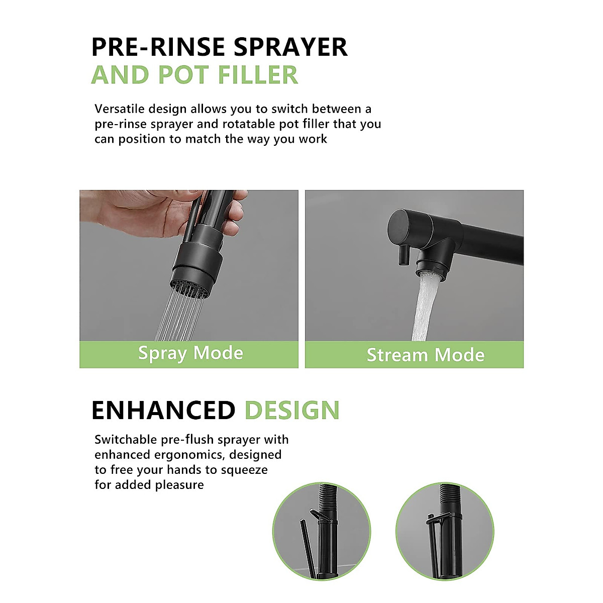 Black Kitchen Faucet,AIMADI Matte Black Kitchen Faucet with Pull Down Sprayer,Commercial Single Handle Single Hole Kitchen Sink Faucet