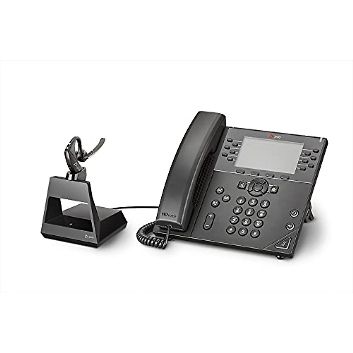 Plantronics - Voyager 5200 Office with One-Way Base (Poly) - Bluetooth Single-Ear (Monaural) Headset - Noise Canceling - Connect to Your Desk Phone - Works with Teams, Zoom & More