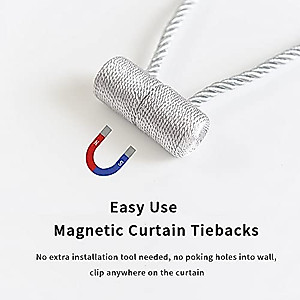 2 Pack Magnetic Curtain Tiebacks Holdbacks Upgraded Stronger Magnet 16 Inch Outdoor Elegant Decorative Clips Tiebacks for Drapes for Home Office Window Treatment (Olive)