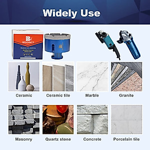 2-1/2 Inch Diamond Core Drill Bit for Porcelain Tile Ceramic Marble Granite Drilling,BRSCHNITT 1pc Vacuum Brazed Diamond Hole Saw with 5/8-11 Thread (65mm)&adapter