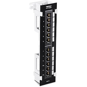 TRENDnet 12-Port Cat6 Unshielded Patch Panel,TC-P12C6V, Wall Mount,Included 89D Bracket,Vertical or Horizontal Installation, Compatible w/ Cat5e & Cat6 RJ45 Cabling, 110 IDC Type Terminal Blocks Black