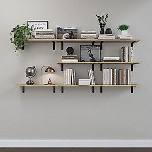 Floating Shelves, 8 Sets Wall Shelves, Wood Floating Shelves for Bedroom Wall Décor, Wall Mounted Floating Bathroom Shelf for Storage, Floating Book Shelf Living Room – Rustic Brown