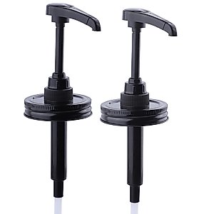 Mason Jar Syrup & Sauce Honey Dispenser Pump Lids for Regular Mouth (2 Pack), Airtight & Leak-Proof Kitchen Food Grade Coffee Syrup Dispenser Pump (Jar Not Included)
