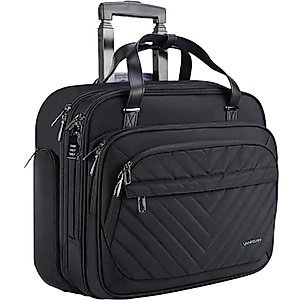 VANKEAN Rolling Laptop Bag Women with Wheels, 15.6 Inch Rolling Briefcase for Women, Water Repellent Overnight Rolling Computer Bag with RFID Pockets for Travel Business Work, Black