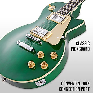 LyxPro 39” SB Series Electric Guitar, LP Style for Beginner, Intermediate & Pro Players Solid Body Guitar, Bonus 2-Pack of Picks, Mahogany Wood, Volume/Tone Controls, 3-Way Pickup - Green