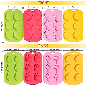 Whaline 4 Pack Fruit Shaped Silicone Mold Pineapple Orange Watermelon Strawberry Chocolate Candy Baking Mould 3D Summer Fruit Ice Mold for DIY Jelly Fondant Soap Gummy Cake Cupcake Topper Decoration