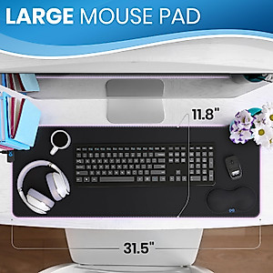 Everlasting Comfort Large Gaming Mouse Pad - Extra Long Desk Pad with Mousepad Wrist Rest- 15 Color Modes with 2 Brightness Levels - RGB Mouse Pad for Gamers - XL, Big, Extended LED Light Mat