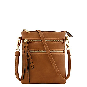 Isabelle Functional Multi Pocket Crossbody Bag (Dark Tan)