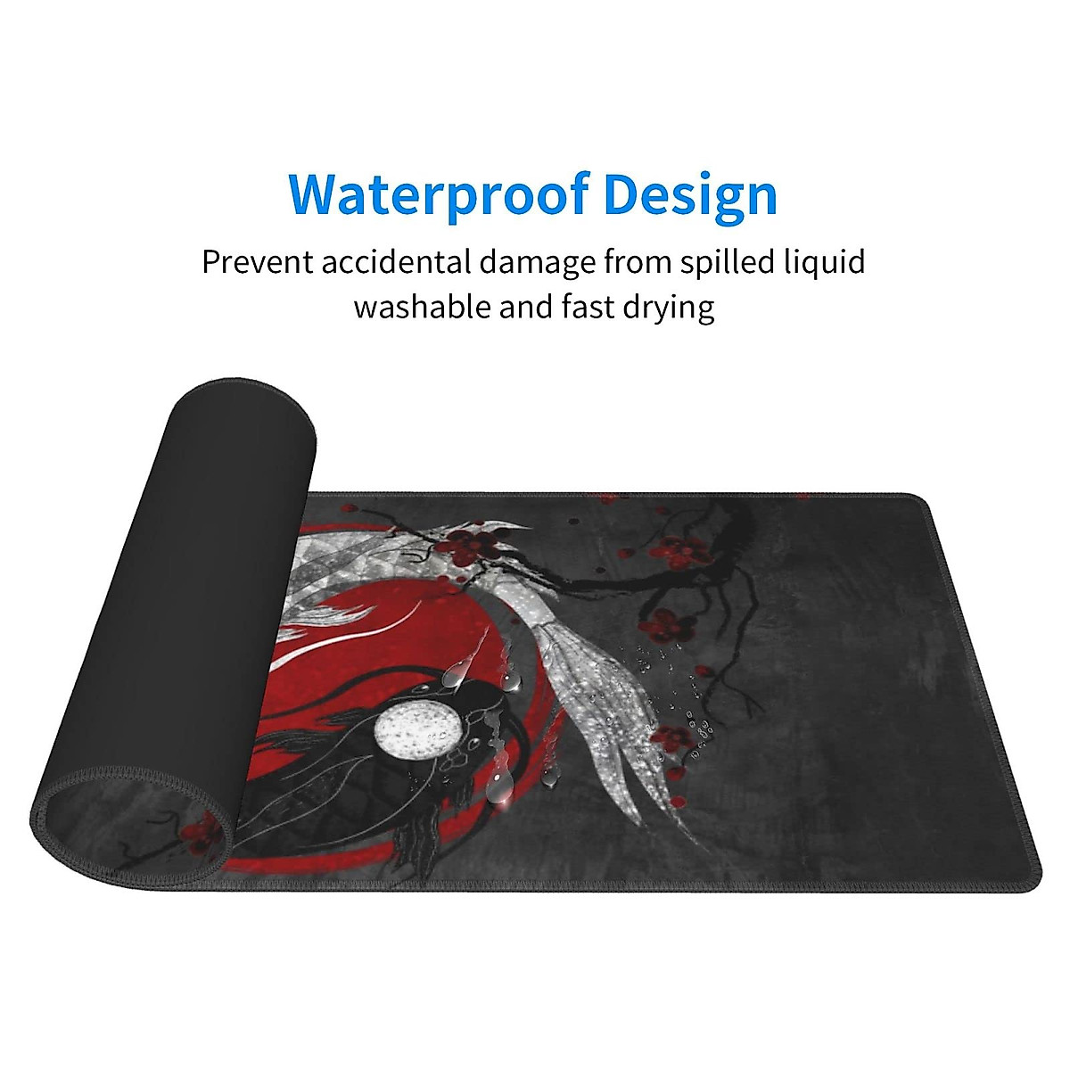 Browrrsson Japanese Art Mouusepad Japanese Art Koi Fish Gaming Mouse Pad Extended Stitched Edges Mousepad,Large Mouse Mat Desk Pad Personalized The Office Mouse Pad 31.5 X 11.8 Inch