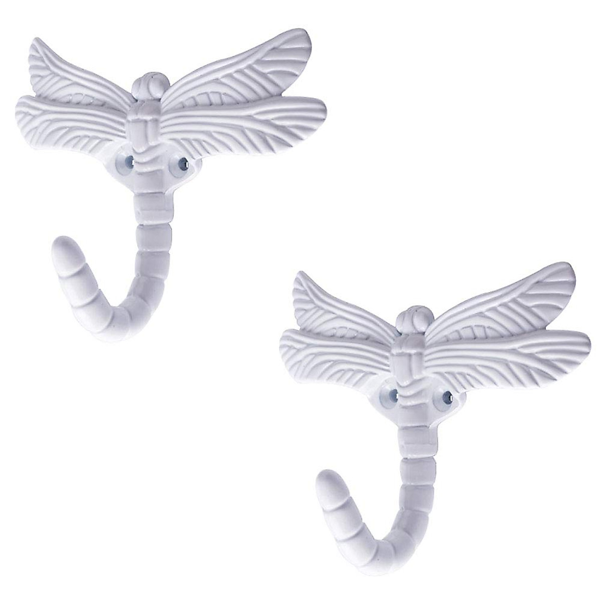 Geenite 2pcs Dragonfly Coat Hooks Decorative Creativity Wall Mounted Hanger Hook for Home Handbag Key Towel Bathrobe (White)