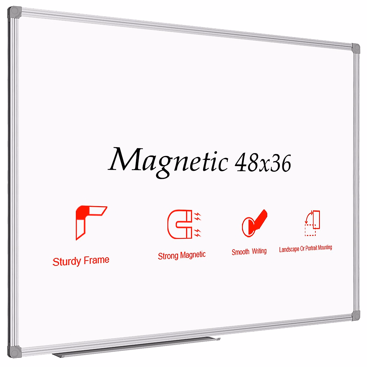 JILoffice Magnetic Dry Erase Board/Whiteboard, White Board 48 x 36 Inch, Silver Aluminum Frame Wall Mounted Board for Office Home and School