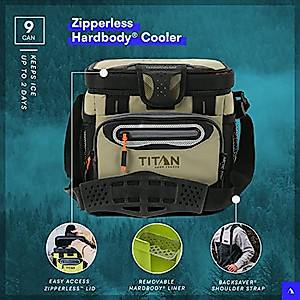 Arctic Zone Titan Deep Freeze Cooler - 9 Can Zipperless Hardbody Cooler - Deep Freeze Insulation, HardBody Liner, and SmartShelf