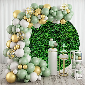 Leowefowa Greenery Round Backdrop Cover Green Leaves Round Backdrop 7.2ft Grass Backdrop Wall Circle Backdrop Stand Cover Safari Baby Shower Bridal Shower Wedding Anniversary Party Supplies Photo Prop
