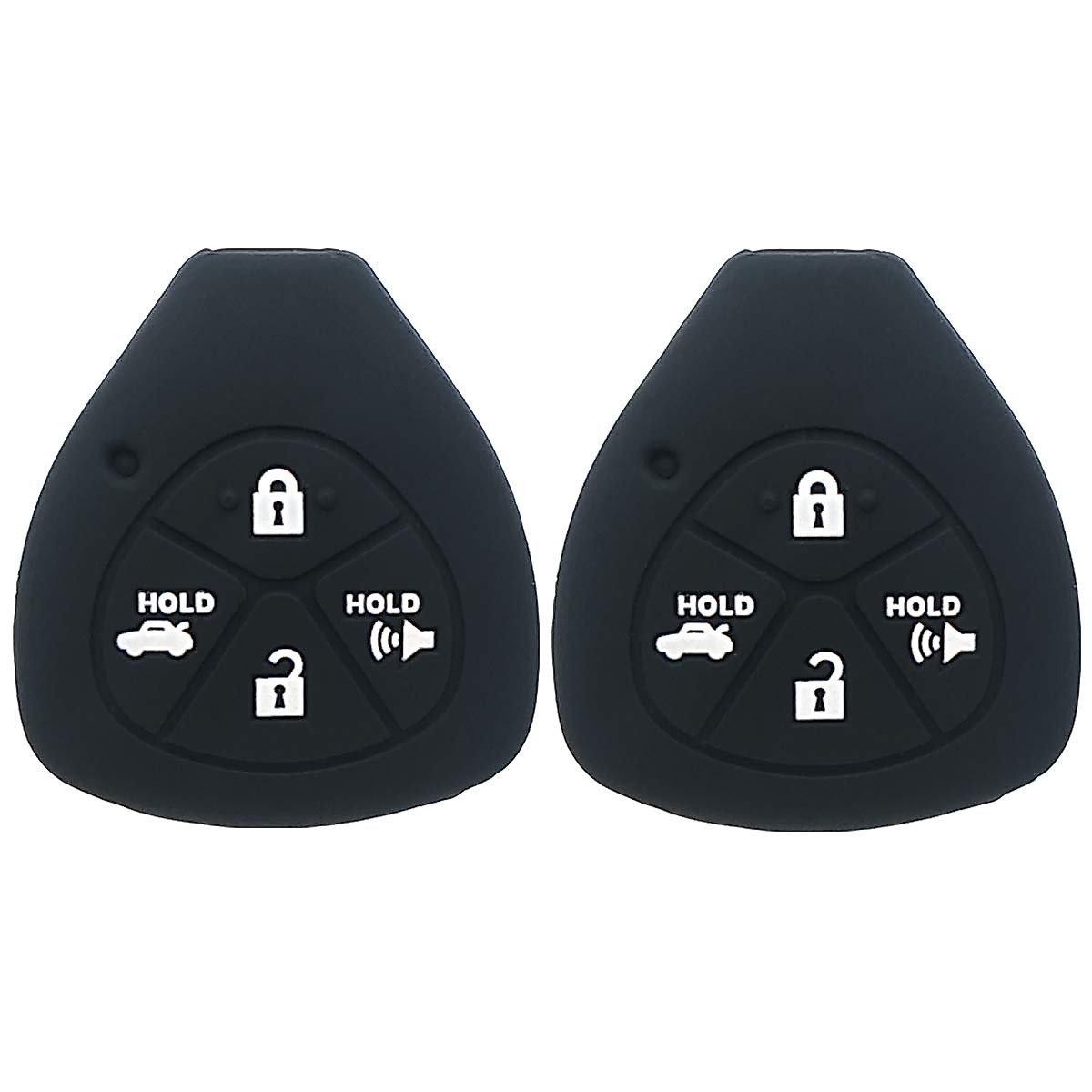 2Pcs XUHANG Sillicone Key fob Skin Key Cover Keyless Entry Remote Case Protector Shell for Toyota Camry Avalon Matrix Corolla Land Cruiser 4 Button Smart Remote Key Black