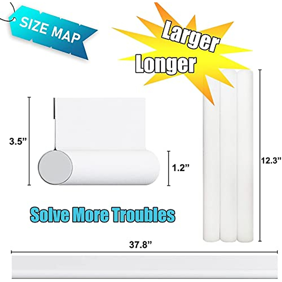 Door Draft Stopper Bottom One Sided Door Draft Blockers,Adjustable 37.8 Inches Cutable Soundproof Under Door Draft Blocker for Bottom of Doors,Suitable for Interior／Exterior Doors,1 Pack White
