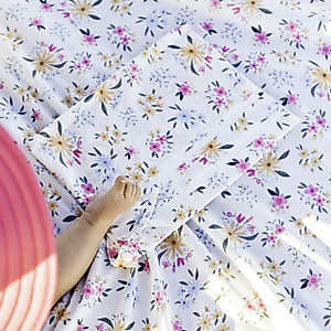 BapronBaby Pastel Floral Wet Dry Bag - Waterproof Two Zipper Pockets - Reusable for Mealtime, Diapers, Stroller, Snacks, Swimsuits - Machine Washable - 11" x 9"