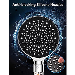 ODMJ Filtered Shower Head, High Pressure Shower Head with 6 Settings, Handheld Shower Head with 59" Hose and Bracket, Shower Head Filter for Hard Water, Water Saving Spray Soft Spa Shower Head