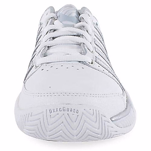 K-Swiss Women's Hypercourt Express Leather Tennis Shoe, White/Silver/Glacier Gray, 9 M