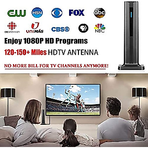 Amplified HD TV Antenna 300 Mile Digital Indoor & Outdoor,Portable TV Antenna with Signal Booster Smart Switch Support Universal Home&RV 4k 1080p,17ft Coax Cable