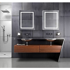 Glamms LED Medicine Cabinet 24 Inch X 30 Inch | Recessed or Surface Mount Mirror Cabinet w/Dimmer & Defogger