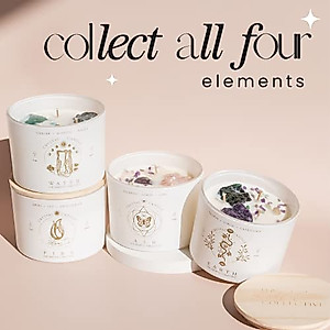 Healing Crystal Candle, 12oz - 3 Wick Aries, Leo, Sagittarius Zodiac Candles with Crystals Inside. Zodiac Gifts for Women, Real Crystals and Healing Stones Manifestation Candle, Meditation Candle