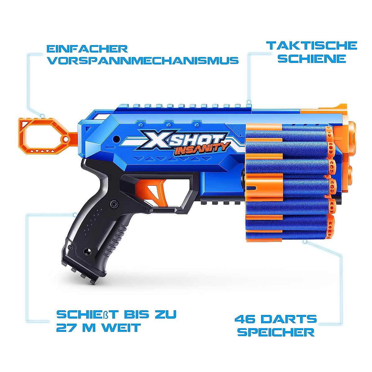 X-Shot Insanity Manic Blaster Dual Pack by ZURU with 48 Darts, Air Pocket Technology Darts and Dart Storage, Outdoor Toy for Boys and Girls, Teens and Adults