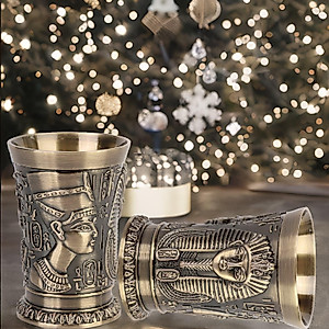 Shot Glass, Metal Vintage Egyptian Shot Glass Sun God Pattern Creative Wine Shot Glass Personalized Sip Glass Whiskey Shot Glass Metal Wine Shot Glass Bronze Whiskey Wine Cup for Home Bar