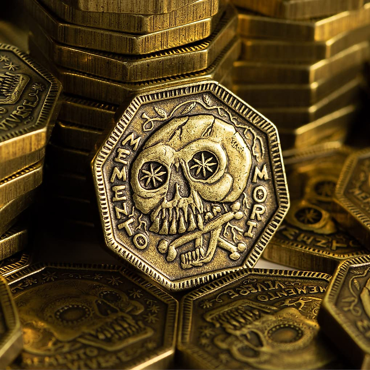 Memento Mori Brass Coin | Memento Vivere Stoic Reminder Token