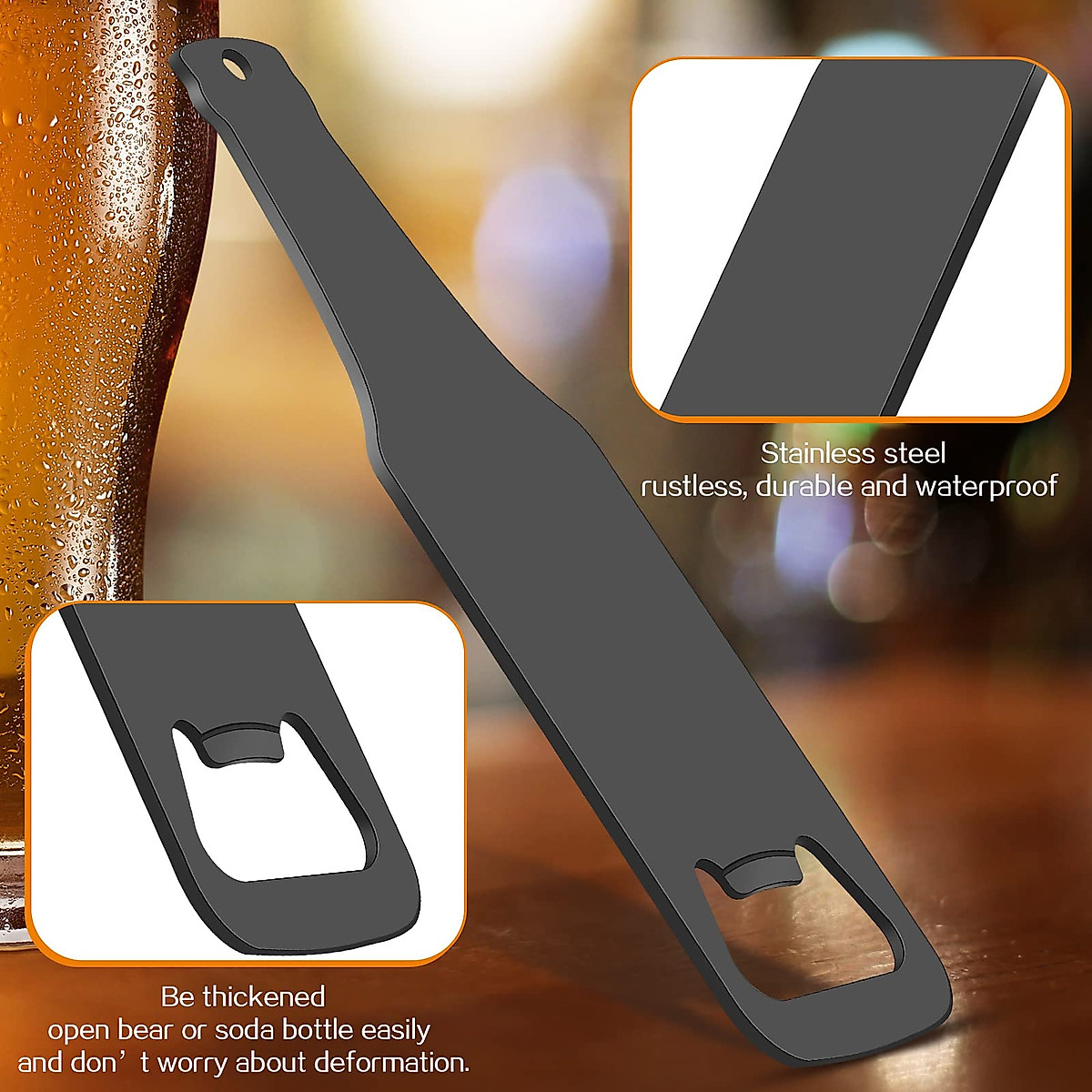 30 Pieces Stainless Steel Flat Bottle Opener Groomsmen Wallet Beer Bottle Opener for Kitchen, Bar, Restaurant, Wedding Bridesmaid Favor, Black