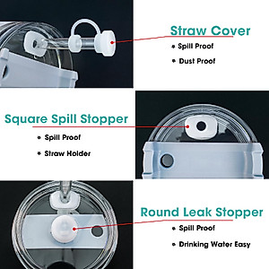 Airboat Silicone Spill Proof Stopper Set for Stanley H2.0 40oz 30oz Tumbler, Leak Proof Straws Topper Cover Cap Tumbler Accessories Compatible with Stanley Mug Cup
