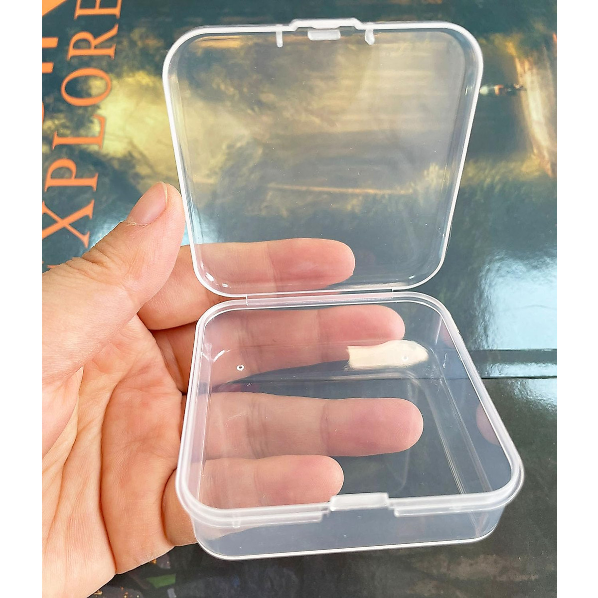 Pcxino 40 Pack 6.5 cm Small Clear Storage Box,Clear Plastic Beads Storage Containers Box with Hinged Lid for Small Items and Craft Projects