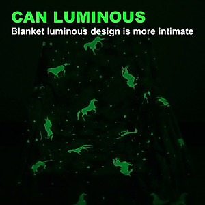 Glow in The Dark Blanket Unicorns Gifts for Girls,Unicorn Party Blankets,Luminous Girls Toys,Soft Kids Blankets,for 1-10 Year Old Girl Birthday Christmas Halloween Thanksgiving Easter Gifts,60 x 50in