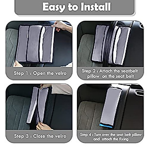 Seat Belt Adjuster and Pillow with Clip for Kids Travel,Neck Support Headrest Seatbelt Pillow Cover & Seatbelt Adjuster for Child,Car Seat Strap Cushion Pads for Baby Short People Adult (Gray)