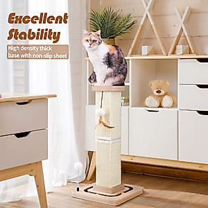 LIFLIX 27" Cat Scratching Post, Sisal Cat Scratcher with Interactive Track Balls and Hanging Balls, Vertical Scratching Posts for Indoor Cats and Kittens